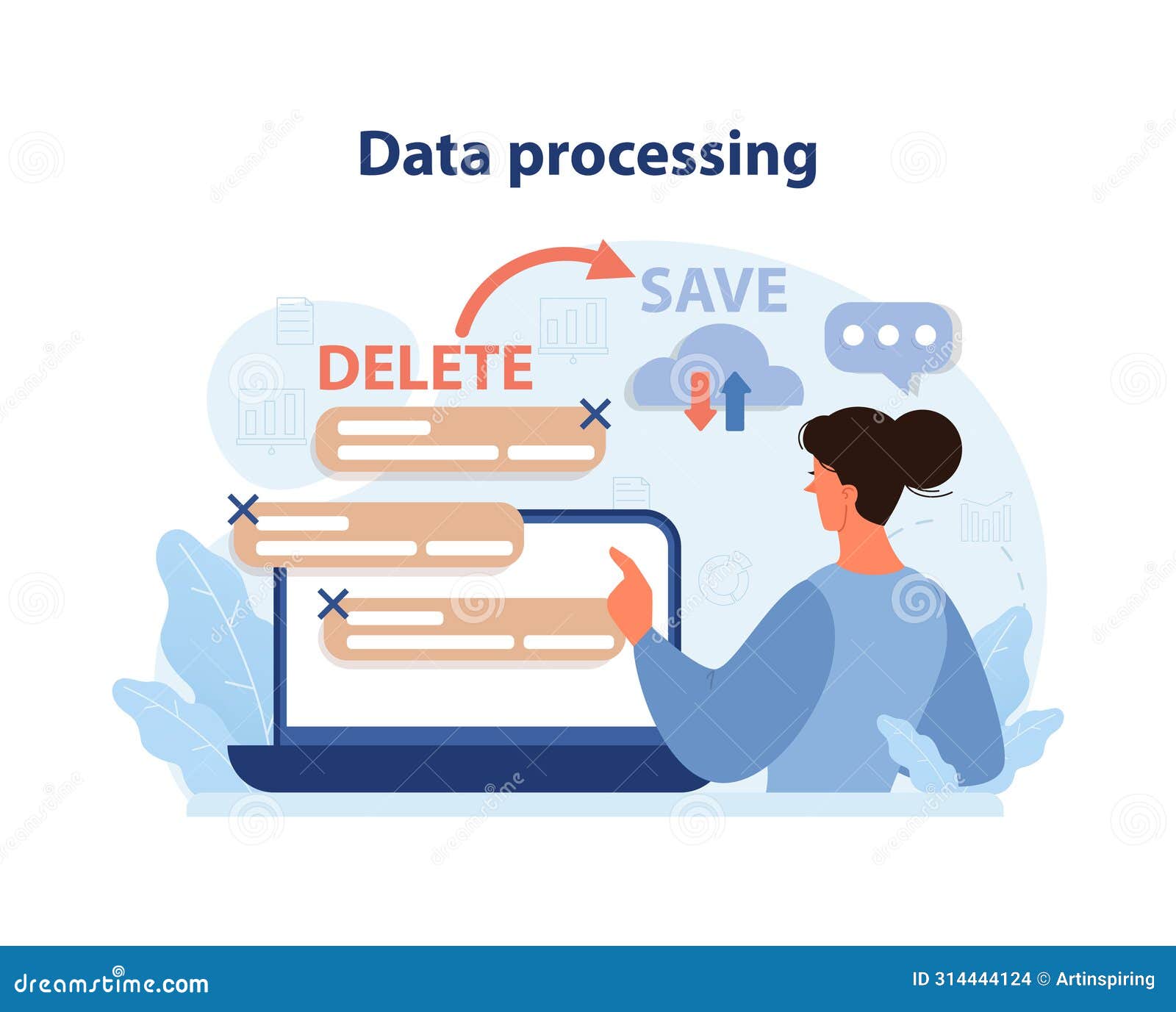 Data Processing Concept. Flat Vector Stock Vector - Illustration of processing, user: 314444124