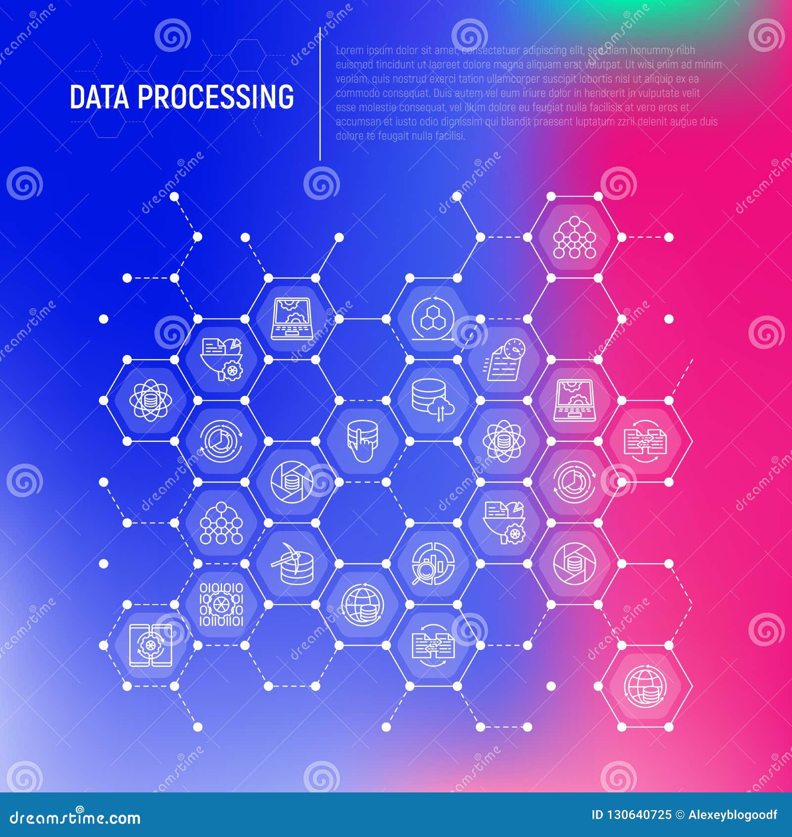 Data Processing Concept in Honeycombs Stock Vector - Illustration of ...