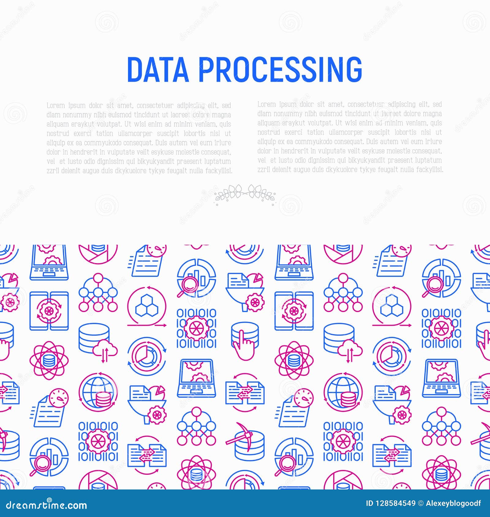 Data Processing Concept with Thin Line Icons Stock Vector ...