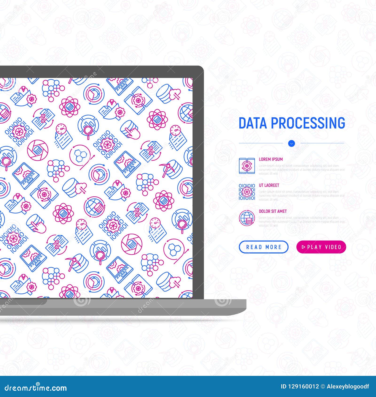 Data Processing Concept with Thin Line Icons Stock Vector ...