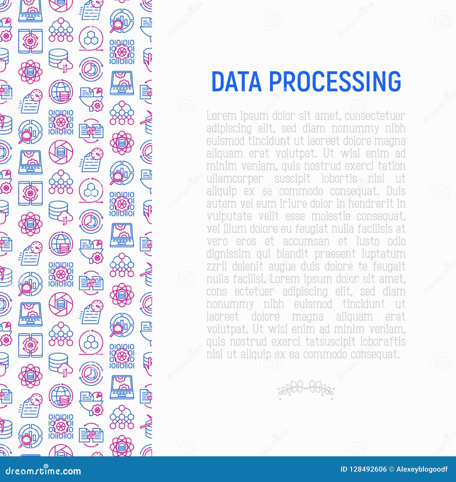 Data Processing Concept with Thin Line Icons Stock Vector ...