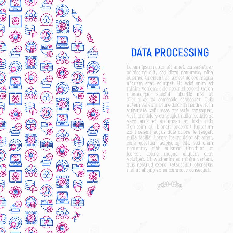 Data Processing Concept with Thin Line Icons Stock Vector - Illustration of icon, graph: 127383848