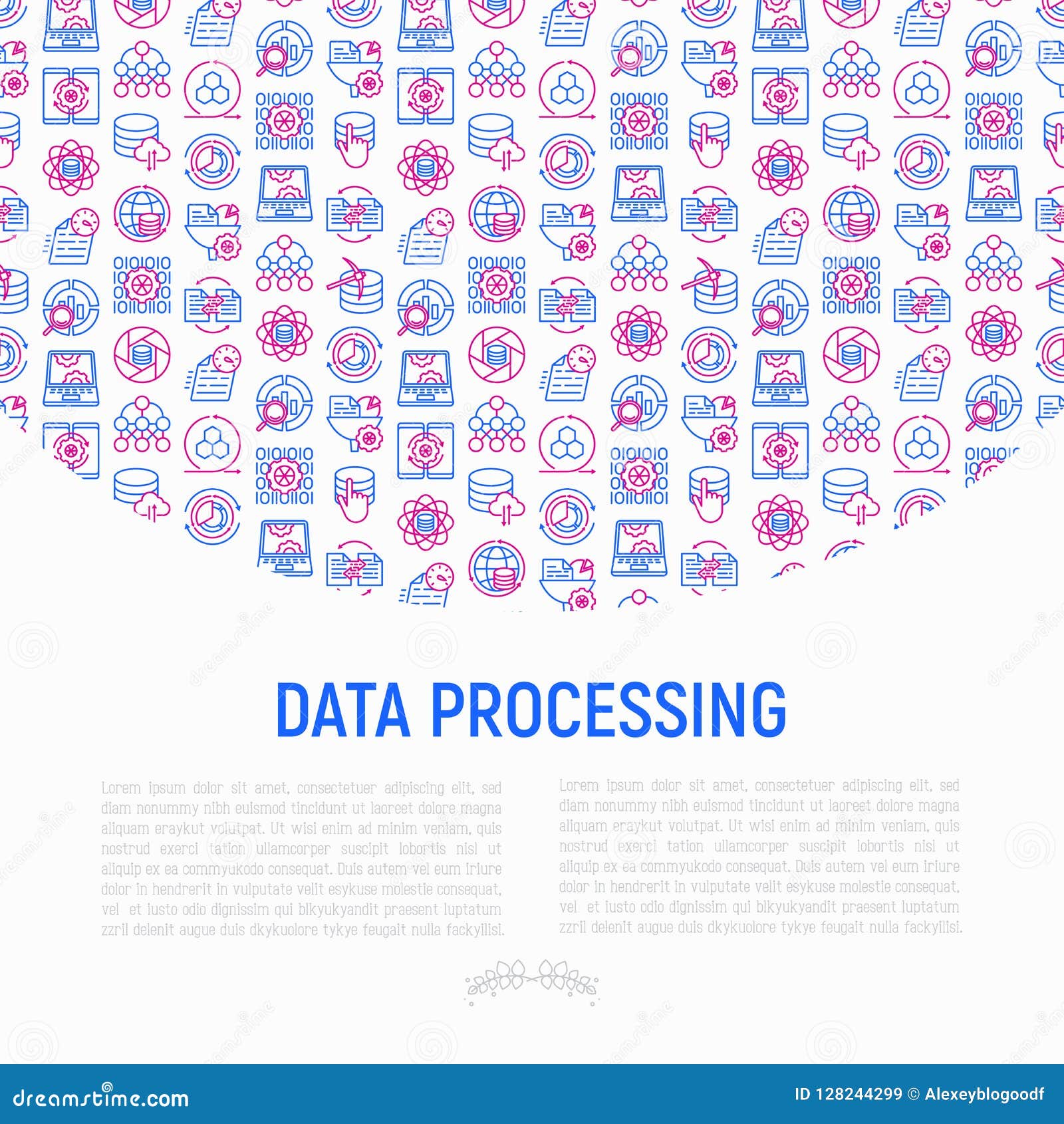 Data Processing Concept with Thin Line Icons Stock Vector - Illustration of icon, file: 128244299