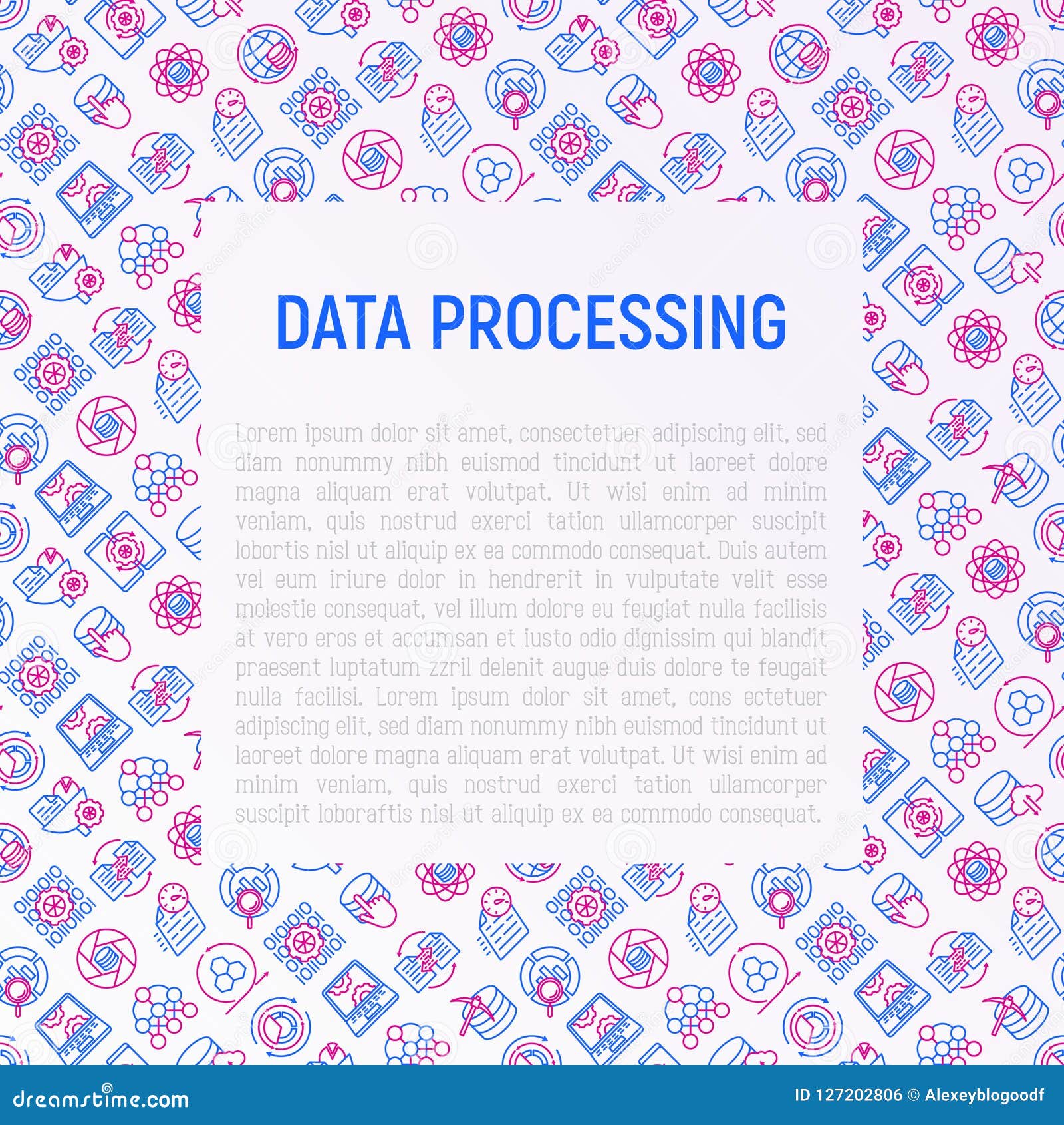 Data Processing Concept with Thin Line Icons Stock Vector ...