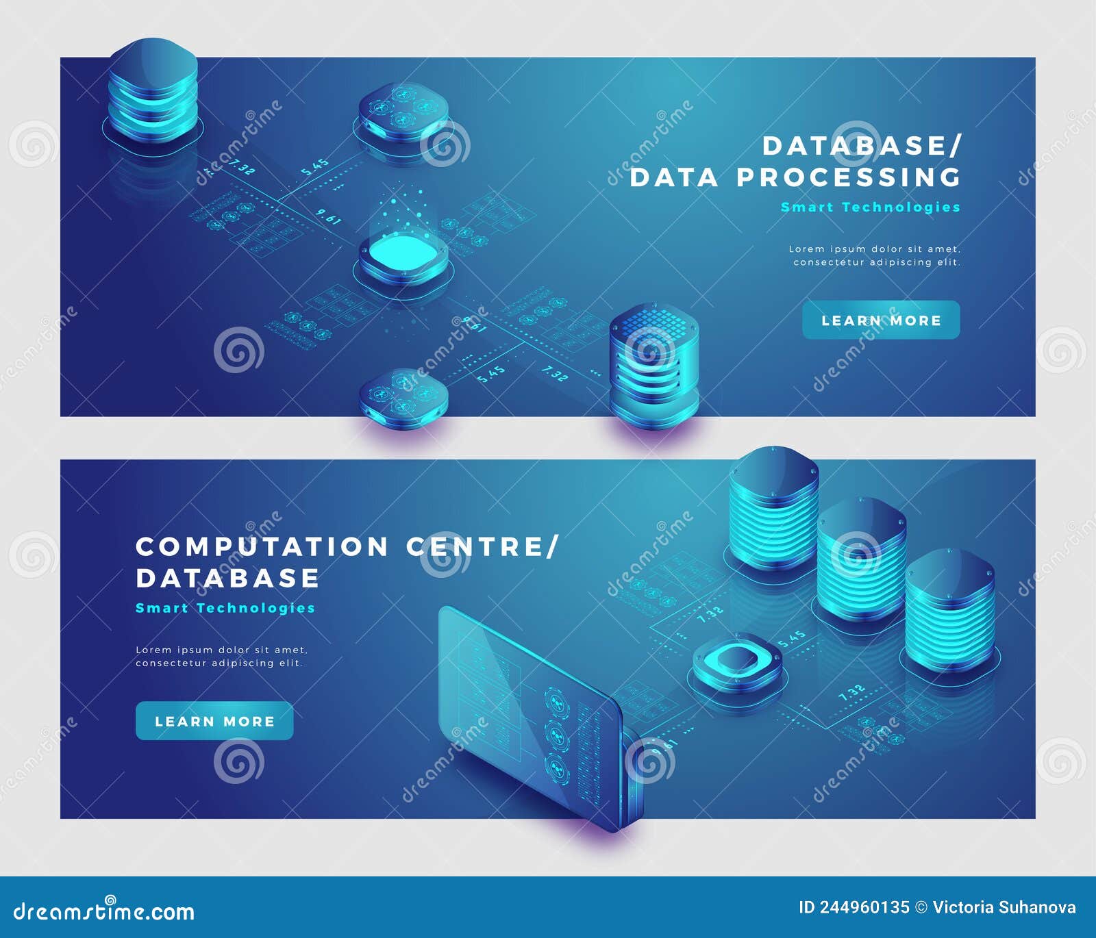 Data Processing and Database Concept Banner Template Stock Vector ...