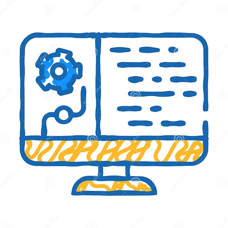 Data Processing Icon Doodle Illustration Stock Vector - Illustration of ...