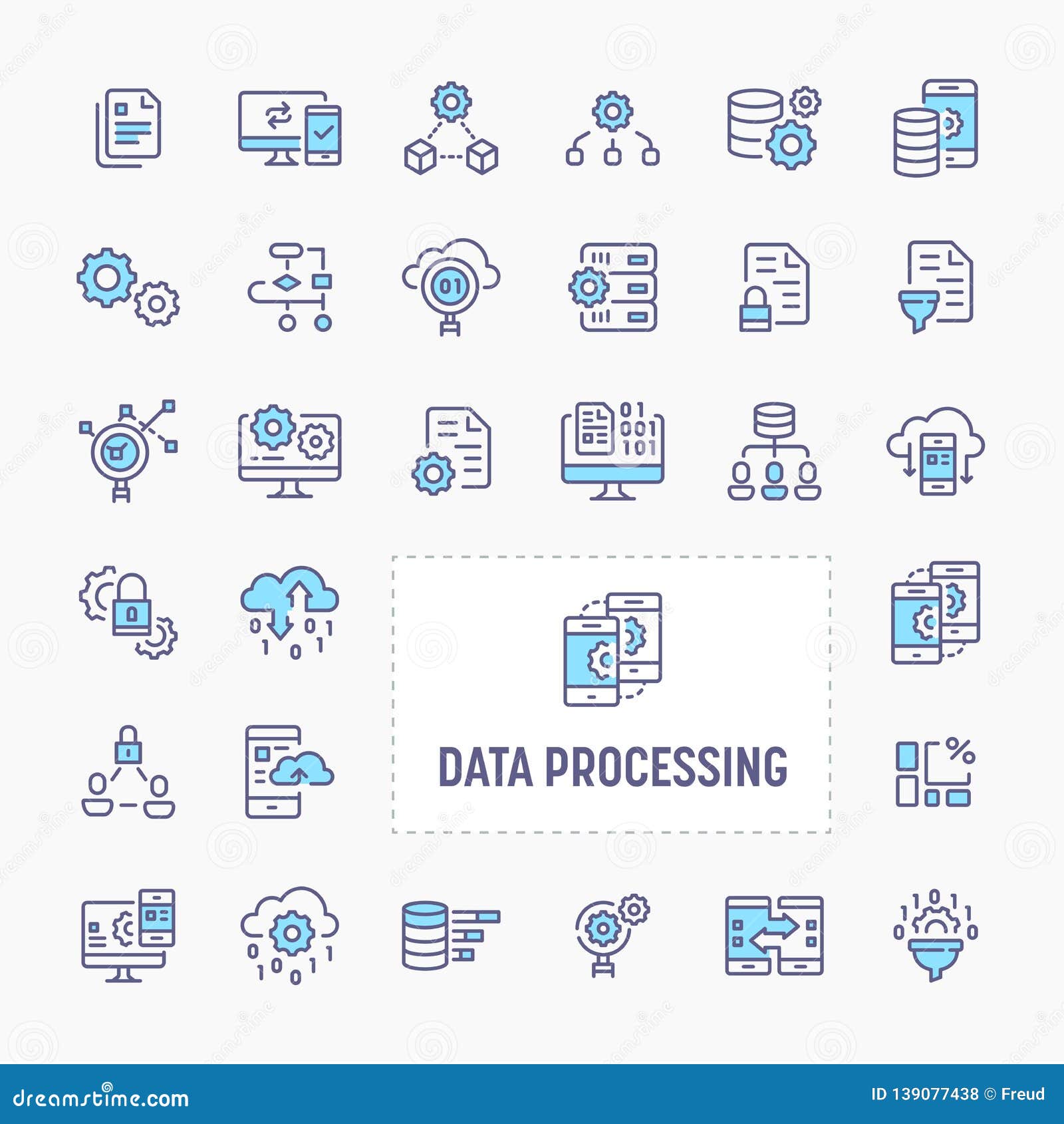Data Processing Icon Set stock vector. Illustration of concept - 139077438 Data Processing Icon Set stock vector. Illustration of concept - 139077438