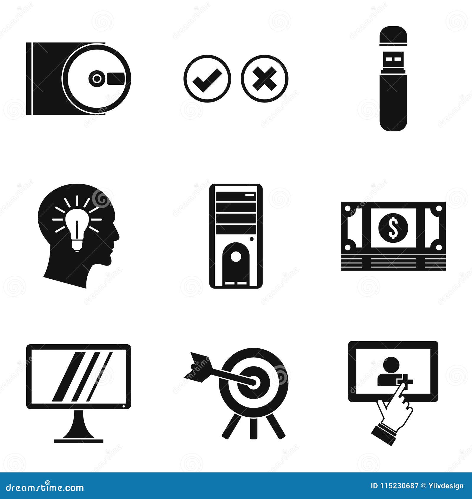 Data Processing Icons Set, Simple Style Stock Vector - Illustration of ...
