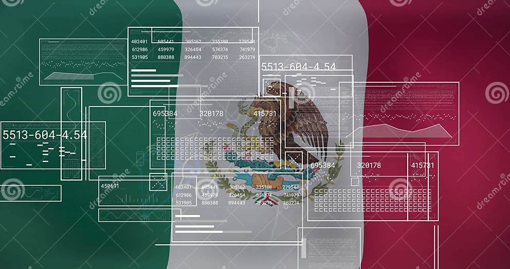 Data Processing Image Over Mexican Flag with Numerical and Graphical ...
