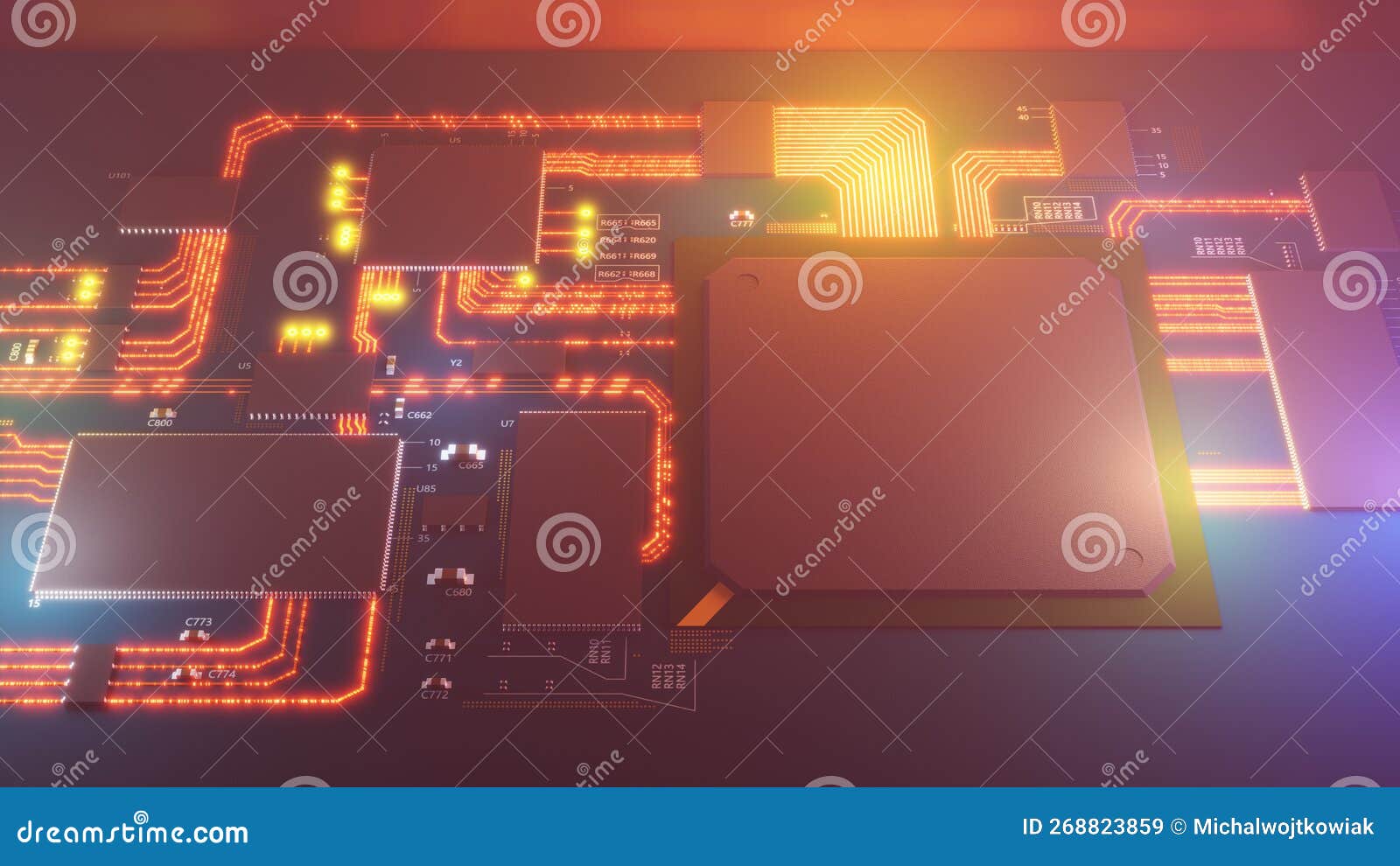 Data Processing by Integrated Circuit, View of Computer Interior Stock ...