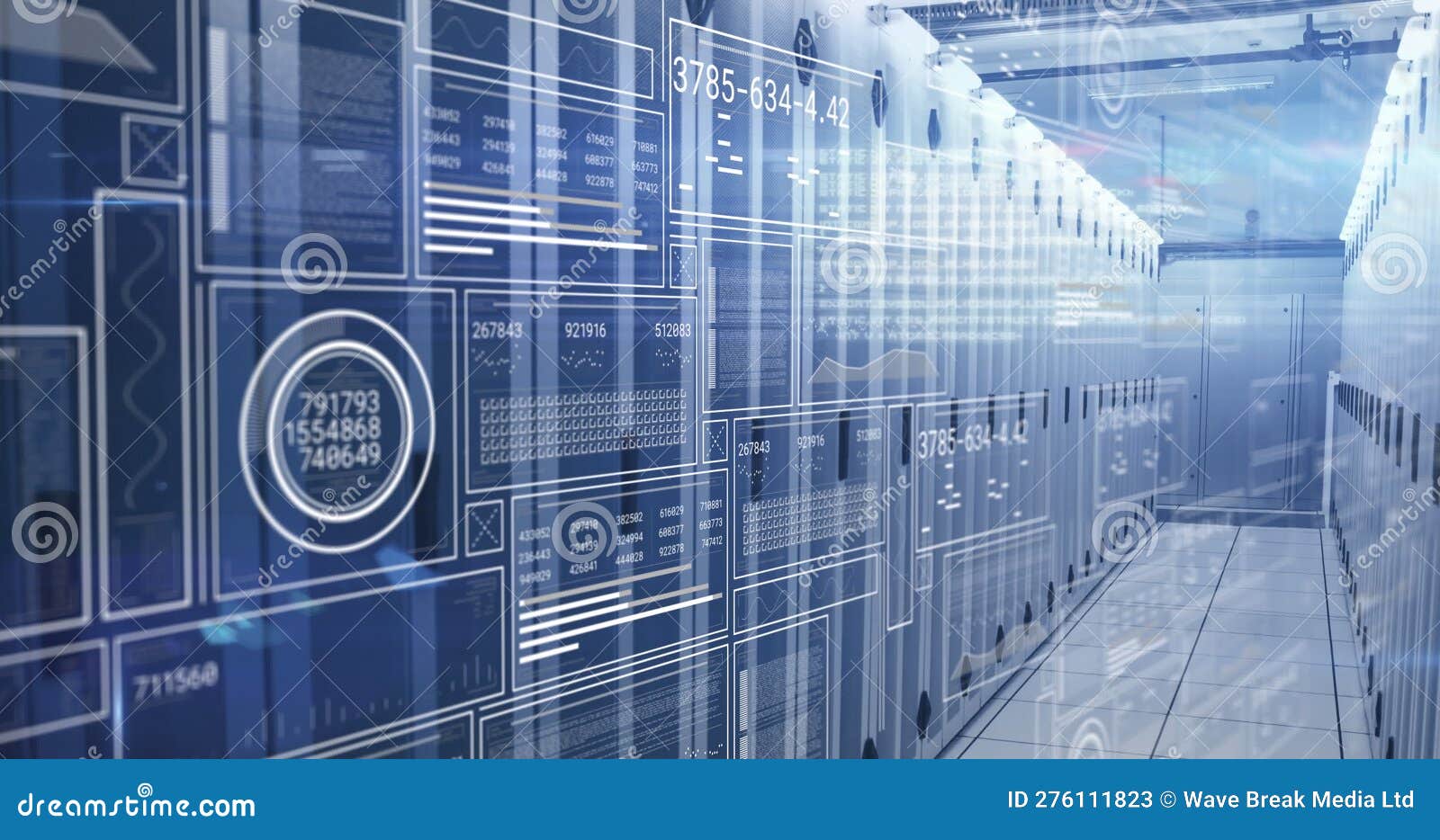 Data Processing on Interface Screens Over Computer Server Room Stock Video - Video of screen ...