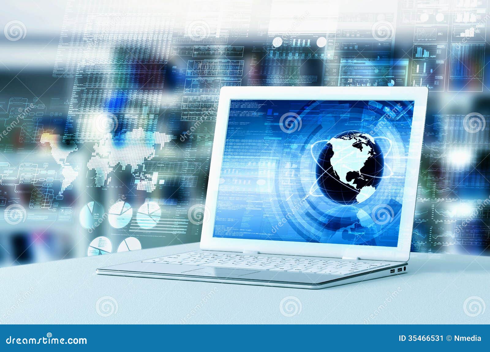 Data Processing Laptop stock illustration. Illustration of white - 35466531