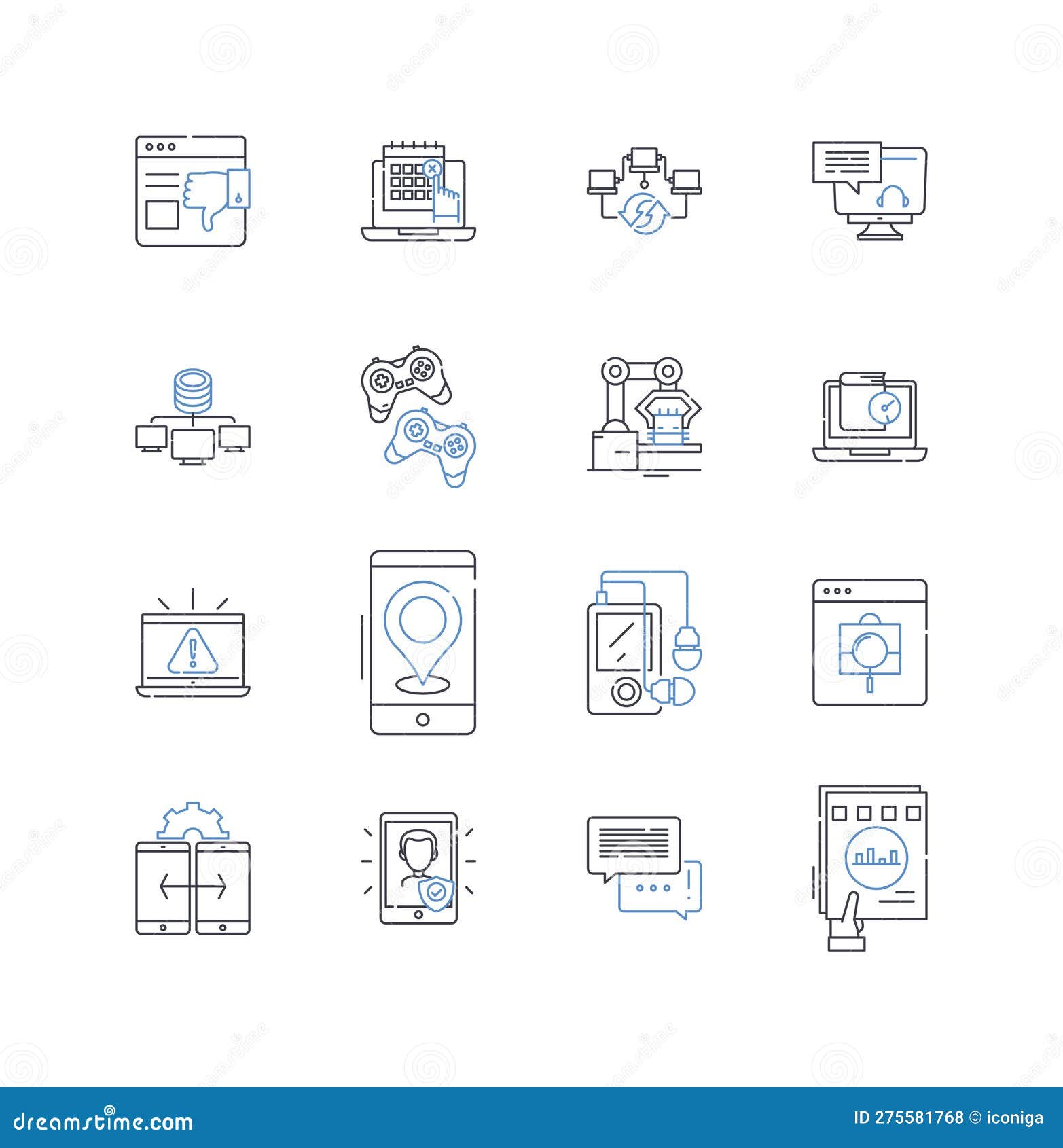 Data Processing Line Icons Collection Analytics Encoding Etl Parsing Scrubbing Filtering