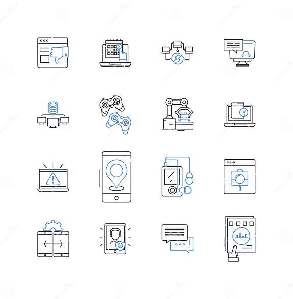 Data Processing Line Icons Collection. Analytics, Encoding, ETL ...