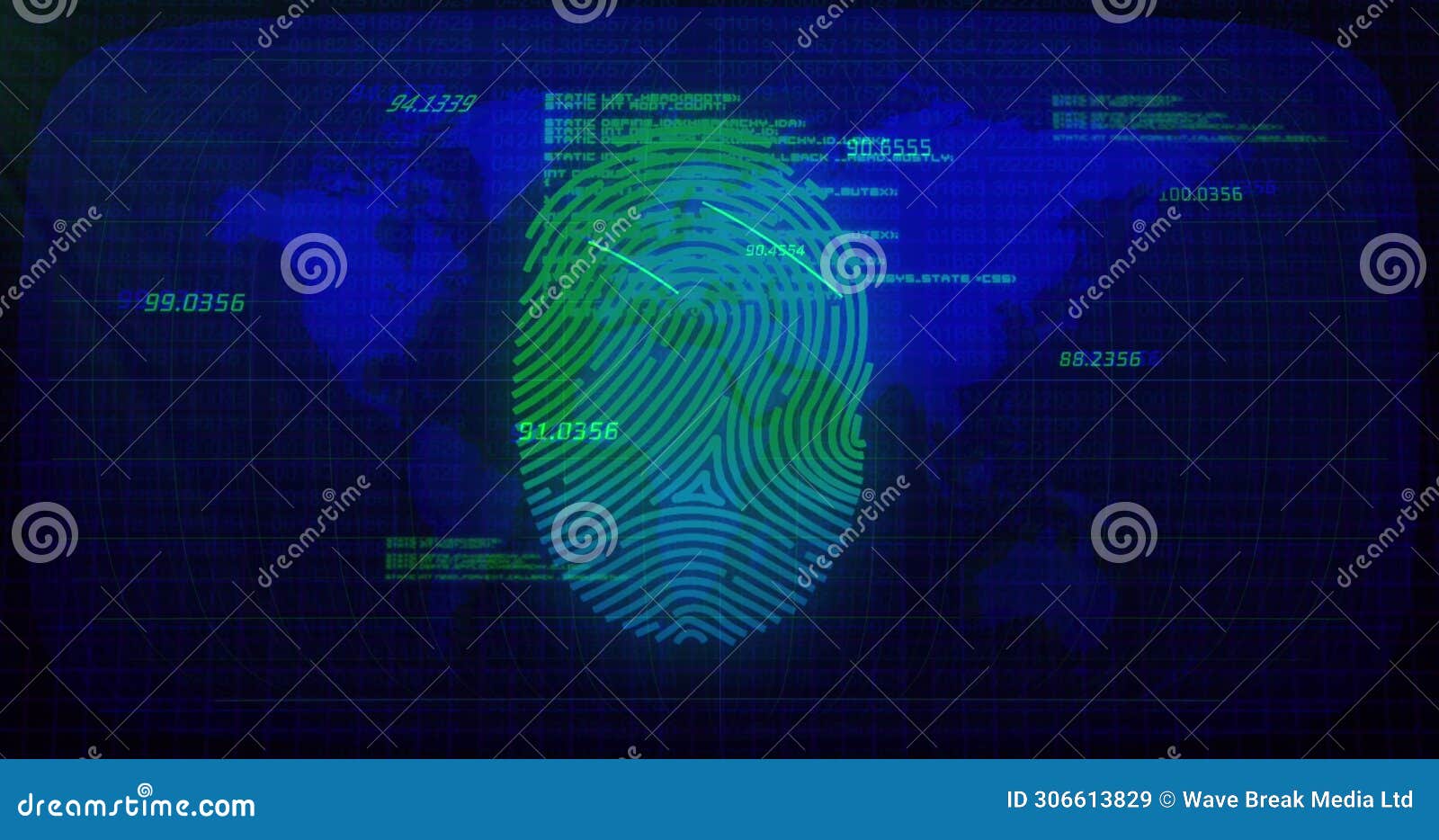Data Processing Over Biometric Fingerprint Scanner Against World Map on ...
