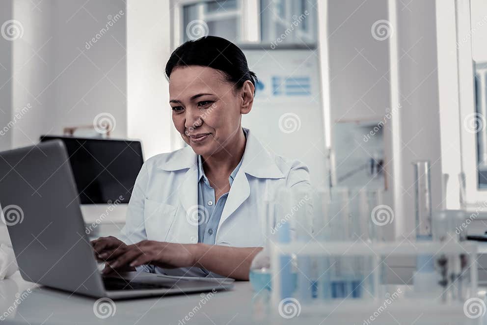 Female Scientist Performing Data Processing in the Lab Stock Image ...