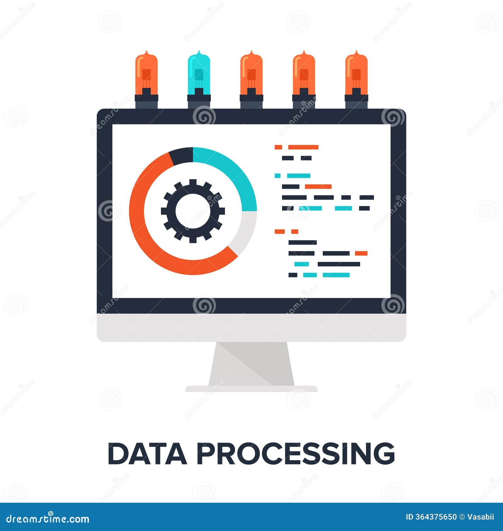 Data Processing Infographics Linear Icons Collection Royalty-Free Stock ...