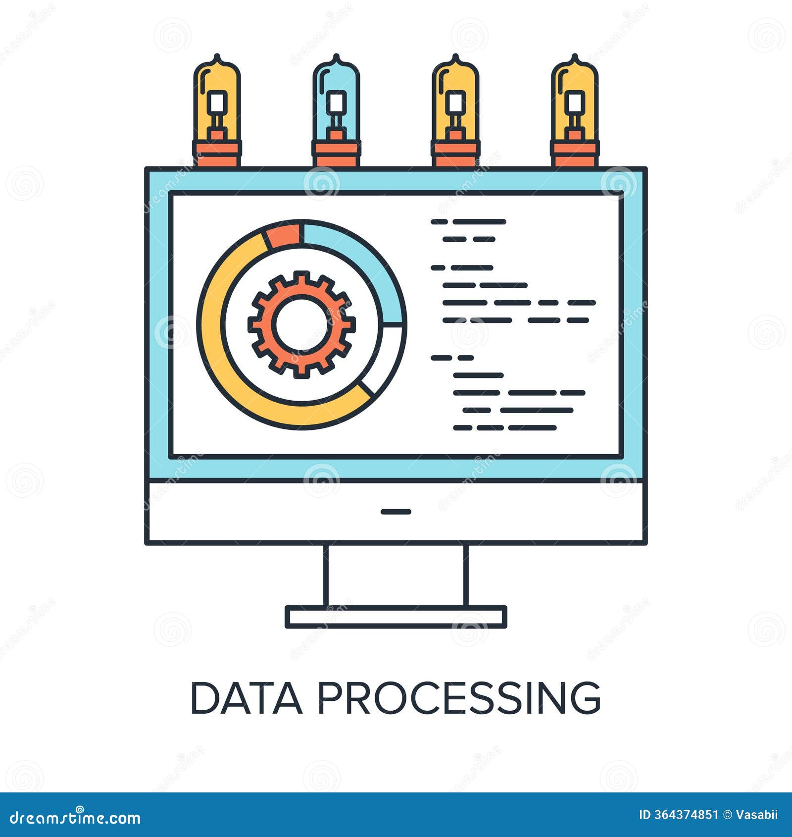 Big Data Processing Isometric Icon, Magnifying Glass, Information ...