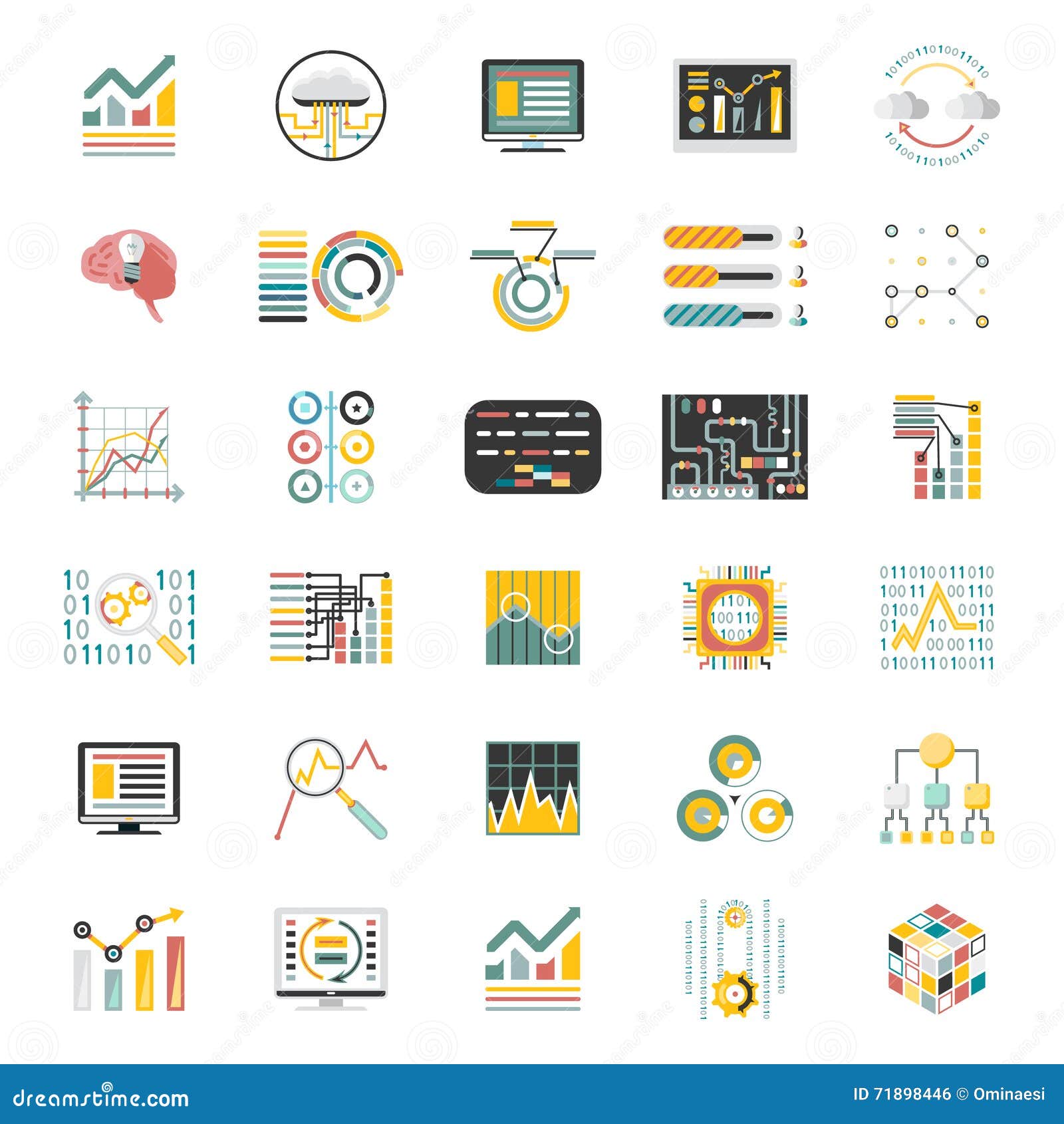Data Processing Volume On White Background Icons Set Infographic Flat ... Data Processing Volume On White Background Icons Set Infographic Flat ...