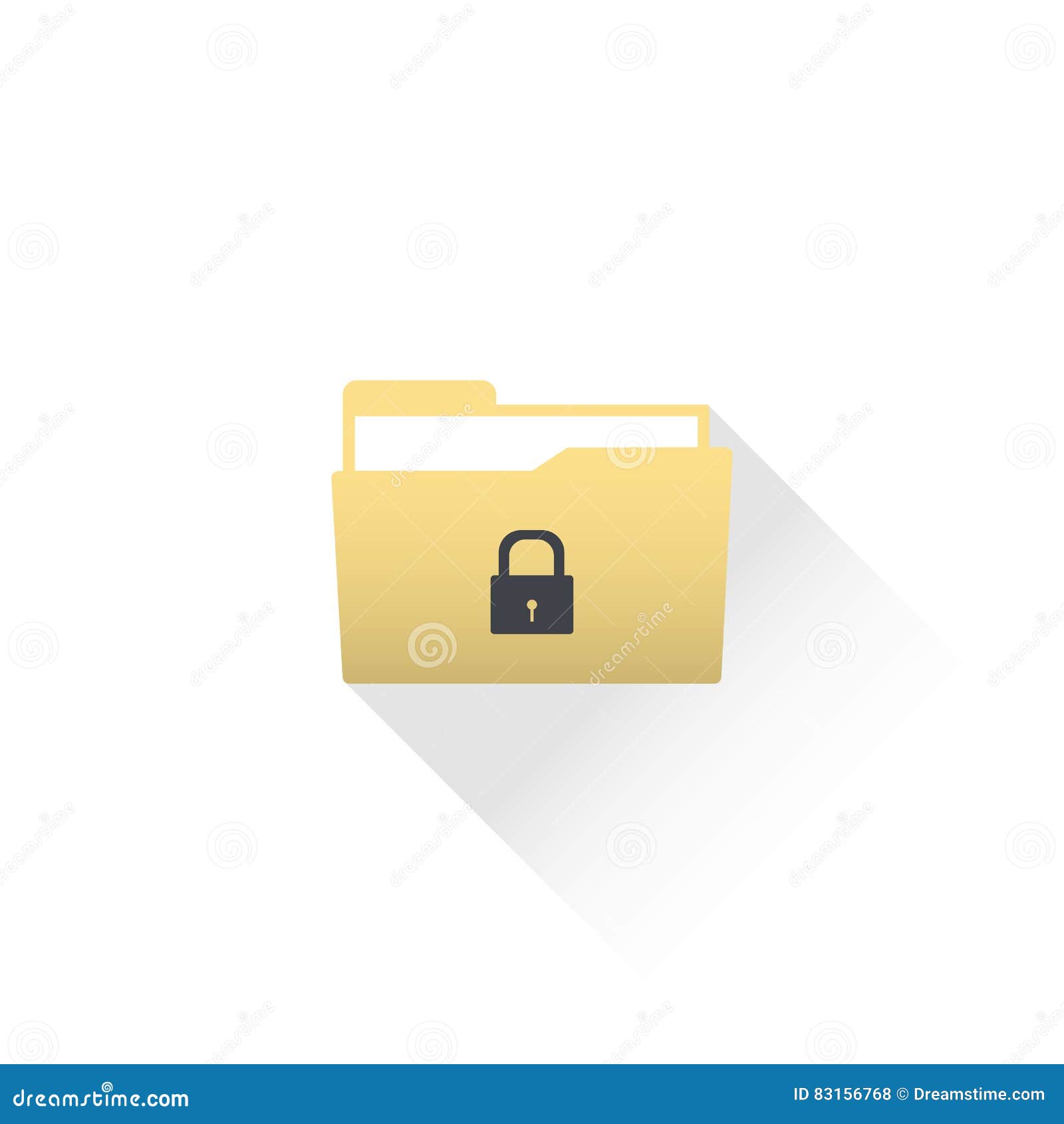 Data Protected Computer Folder Icon With Files And Lock Key. Stock ...