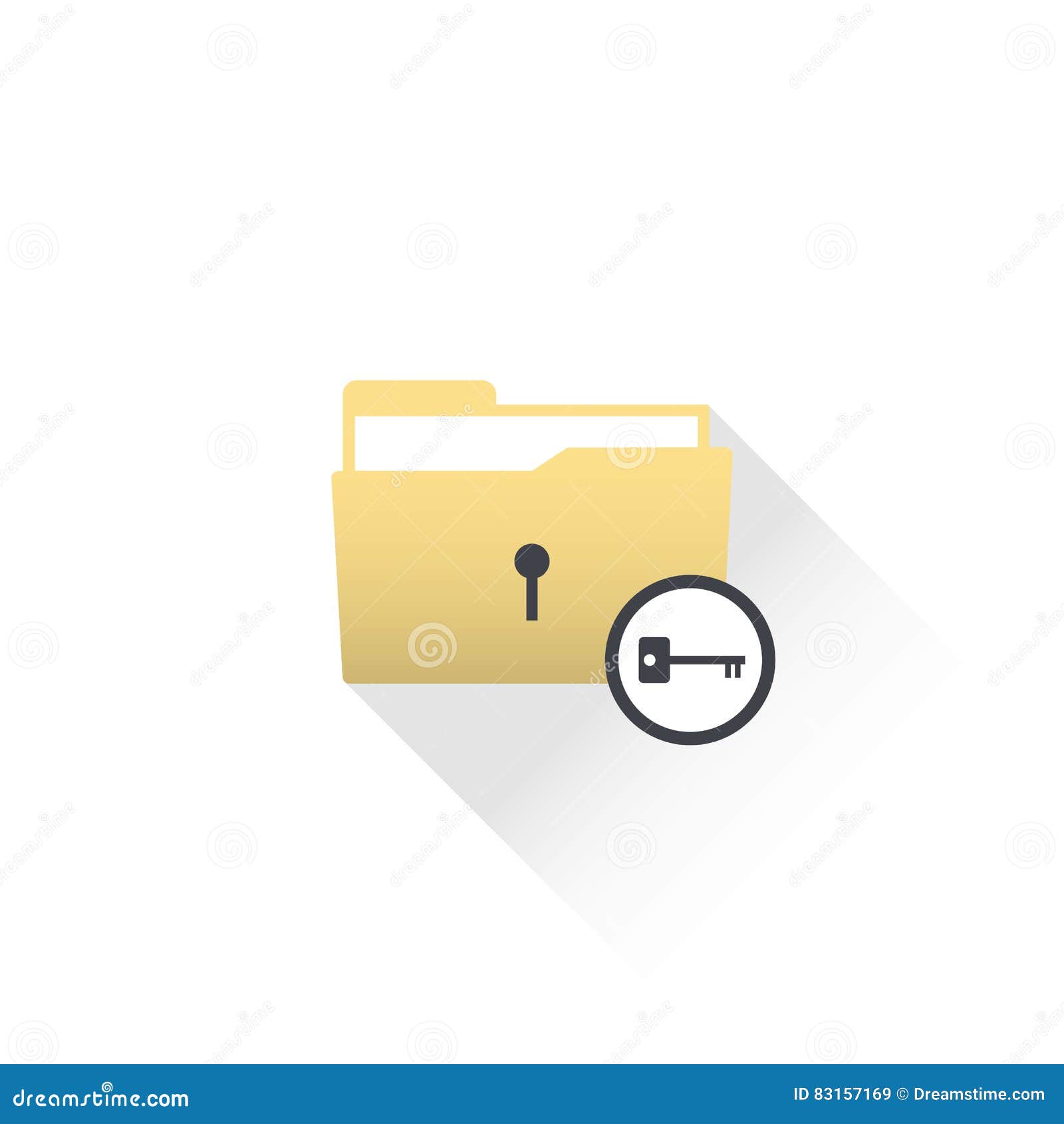 Data Protected Computer Folder Icon With Files And Lock Key. Stock ...