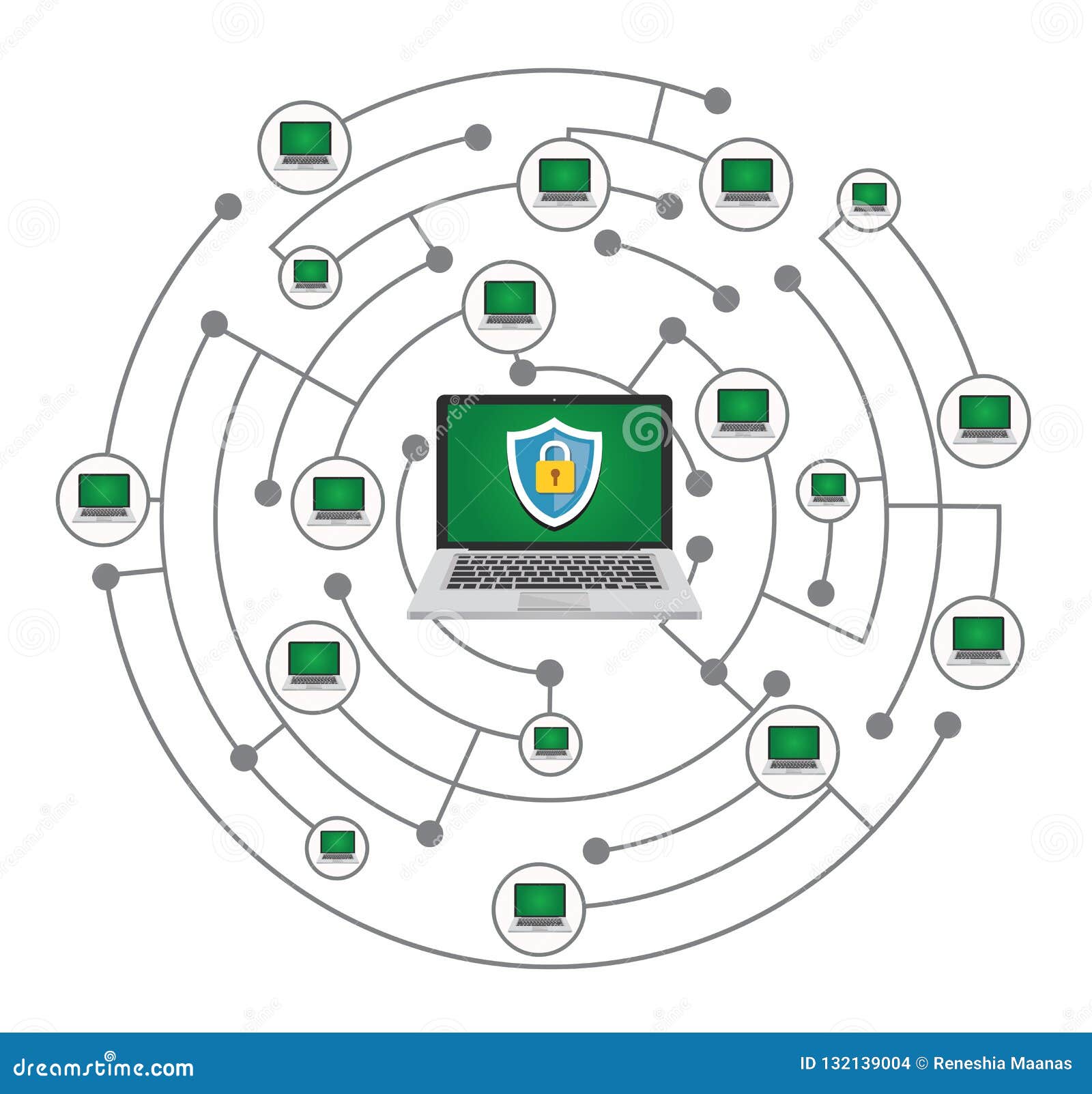 Data Protected Network Concept Isolated on White Background Stock ...