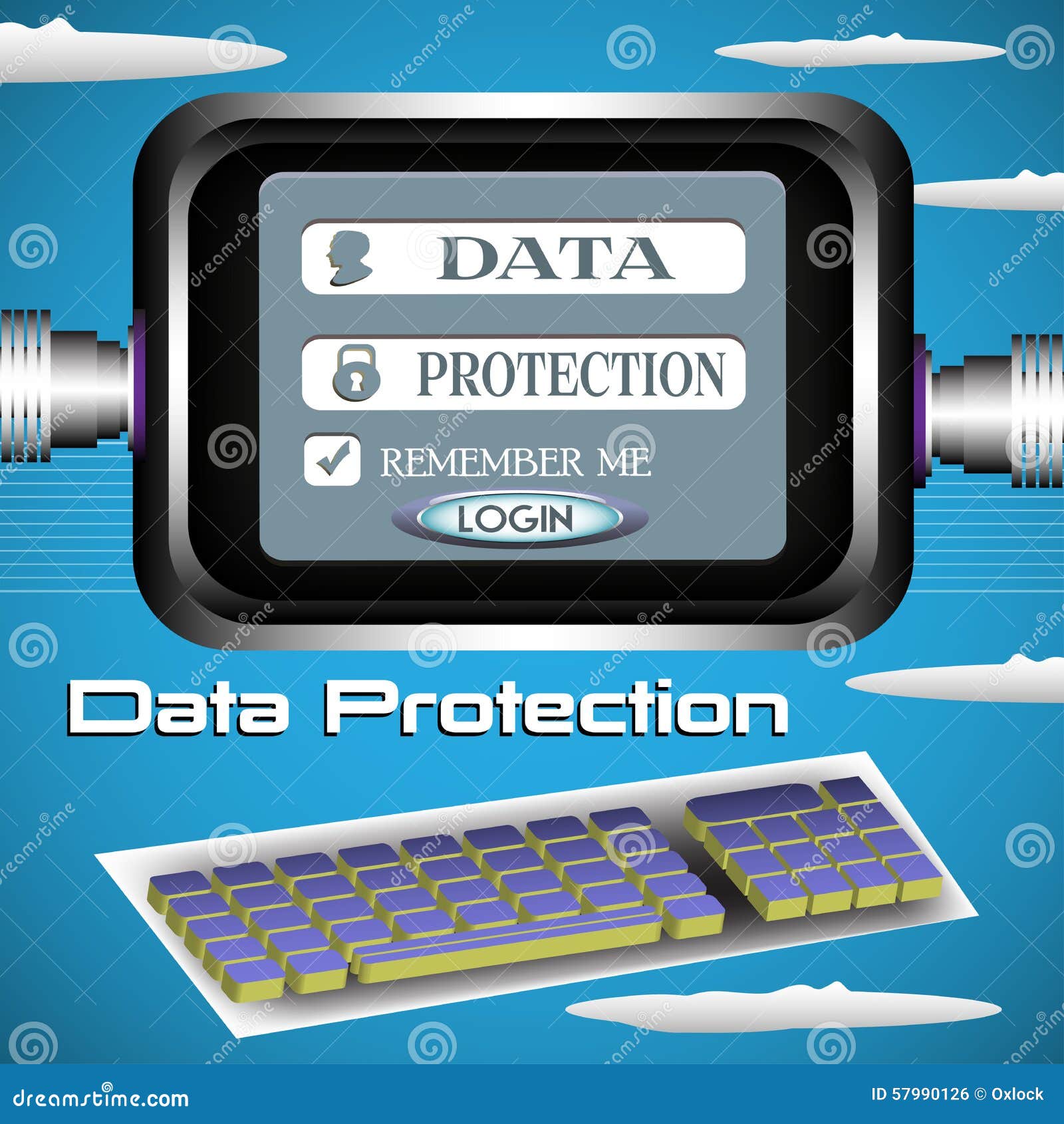 Data protection stock vector. Illustration of monitor - 57990126