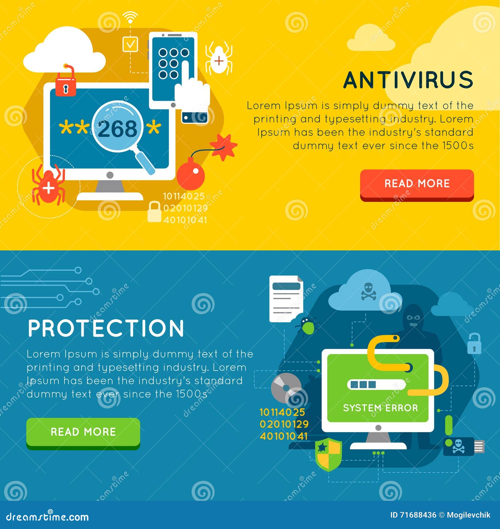 Data Protection Banner Set stock vector. Illustration of layout - 71688436