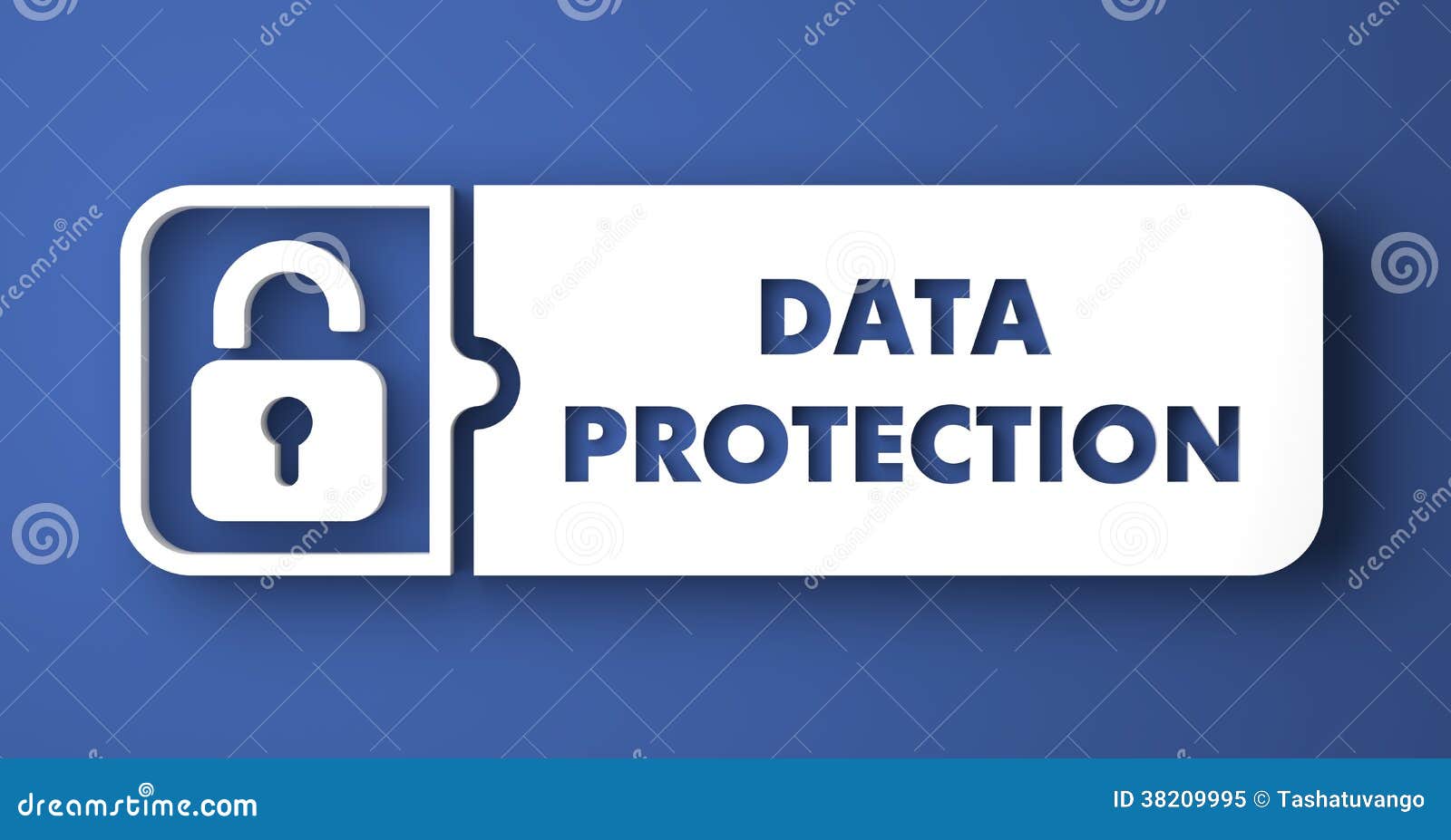 Data Protection on Blue in Flat Design Style. Stock Illustration ...