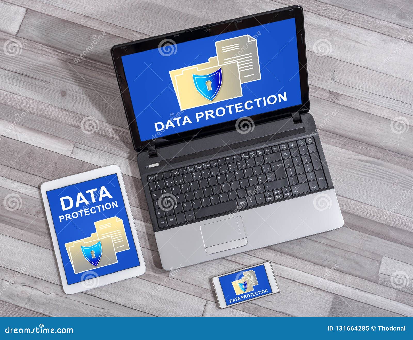 Data Protection Concept on Different Devices Stock Image - Image of ...