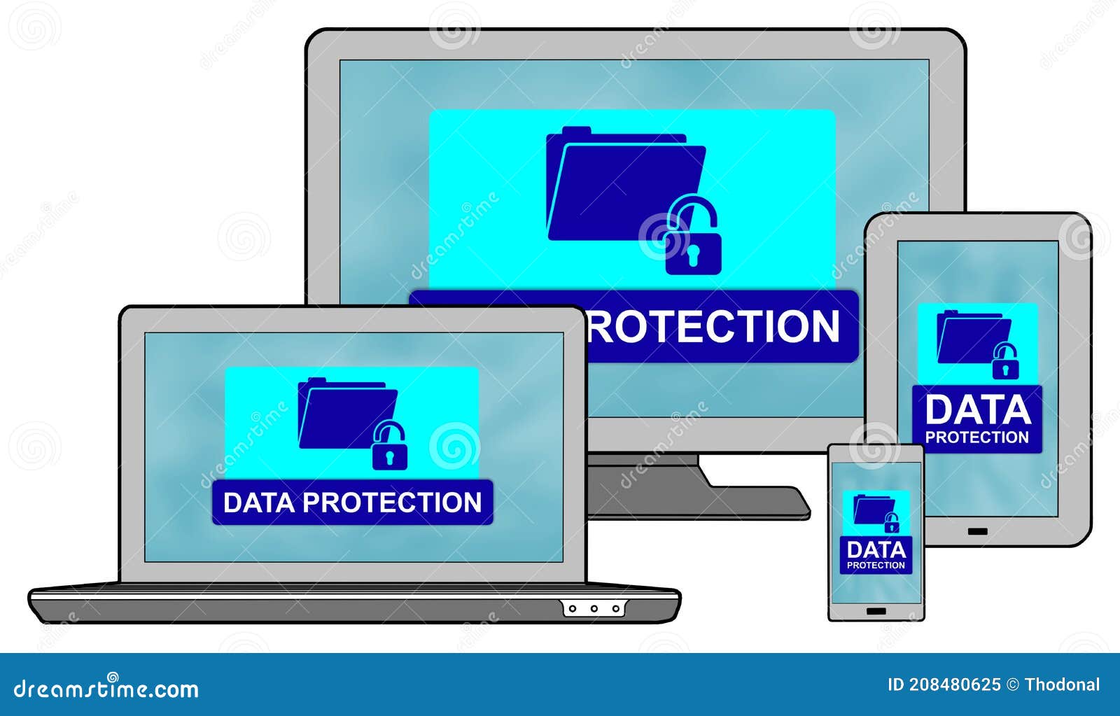Data Protection Concept on Different Devices Stock Image - Image of ...