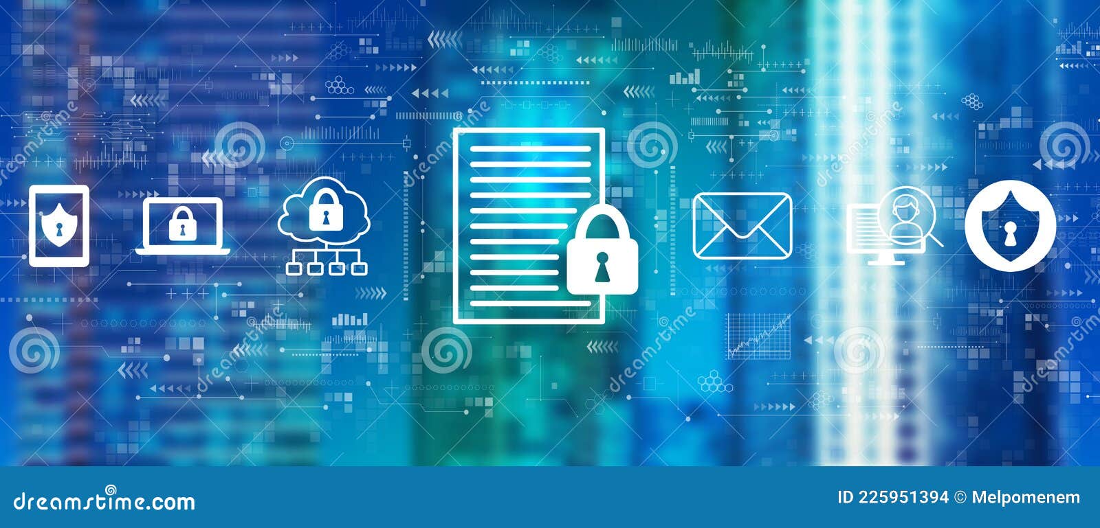 Data Protection Concept with Downtown Skyline Stock Photo - Image of ...