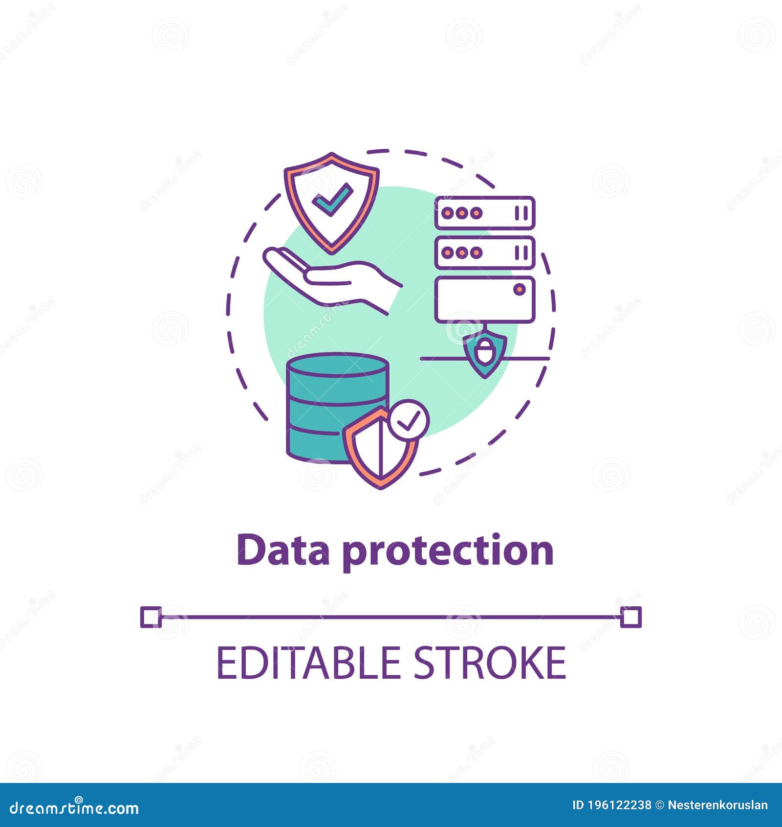 Data Protection Concept Icon Stock Vector - Illustration of drawing ...