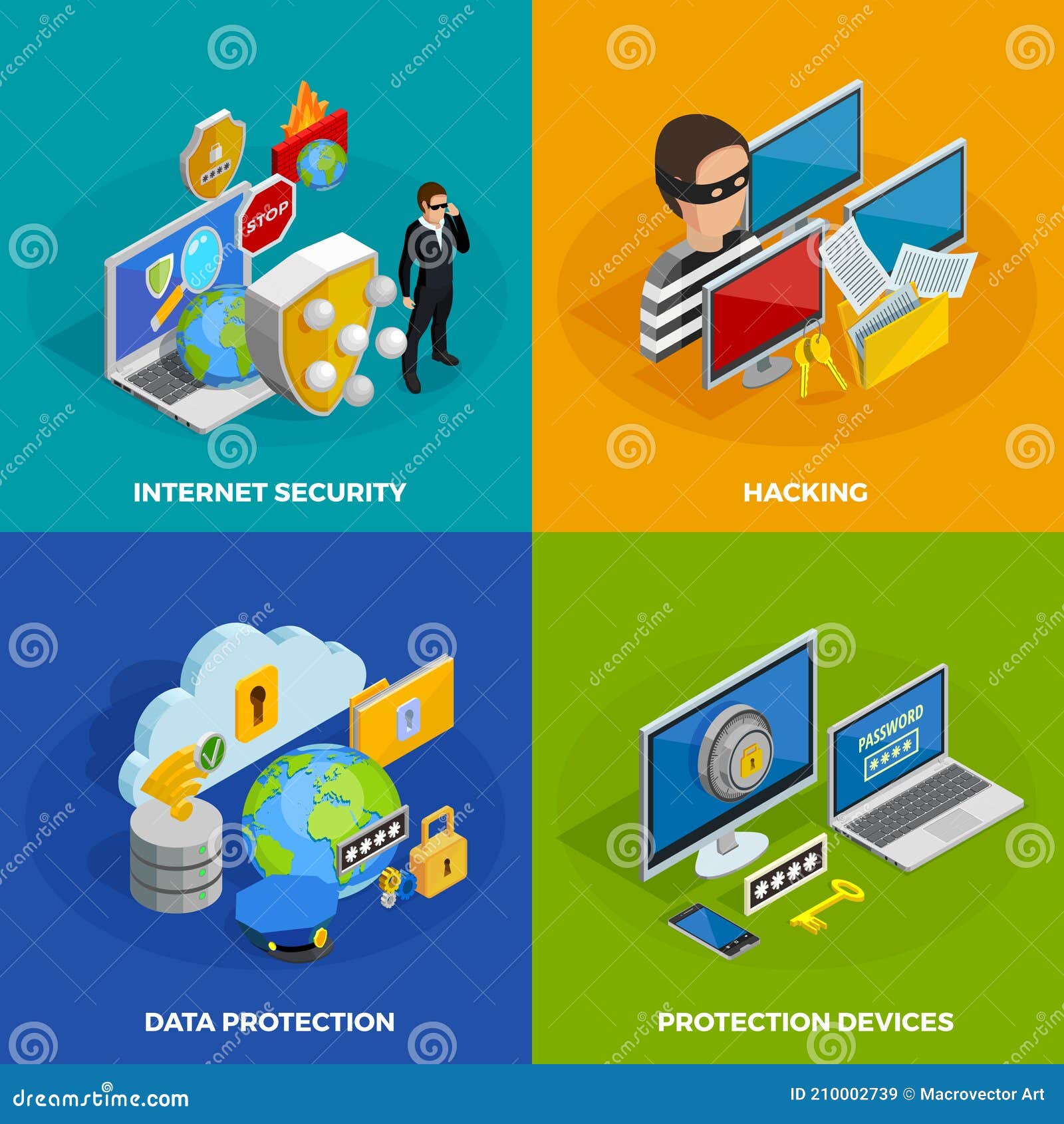 Data Protection Concept Icons Set Stock Vector - Illustration of ...