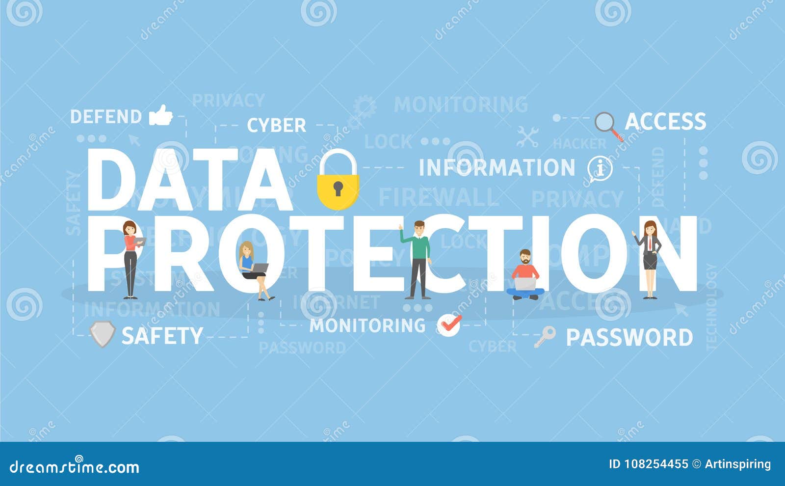 Data protection concept. stock vector. Illustration of antivirus ...