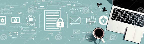 Data Protection Concept with a Laptop Computer Stock Illustration ...