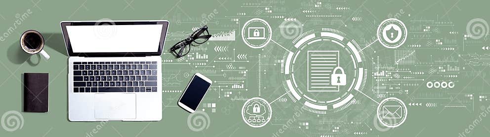 Data Protection Concept with a Laptop Computer Stock Photo - Image of ...