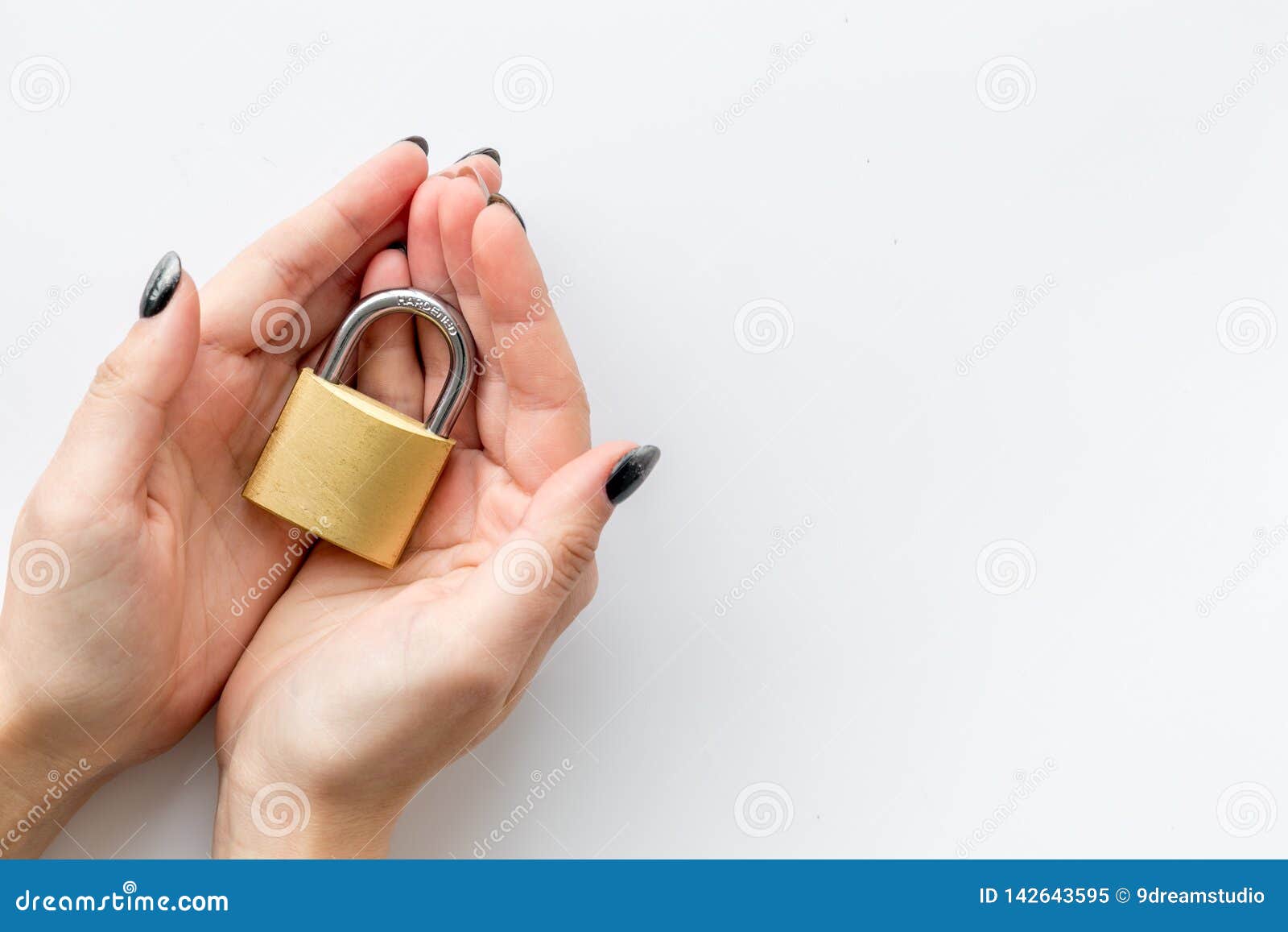 Data Protection Concept with Locker and Hands on White Background Top ...