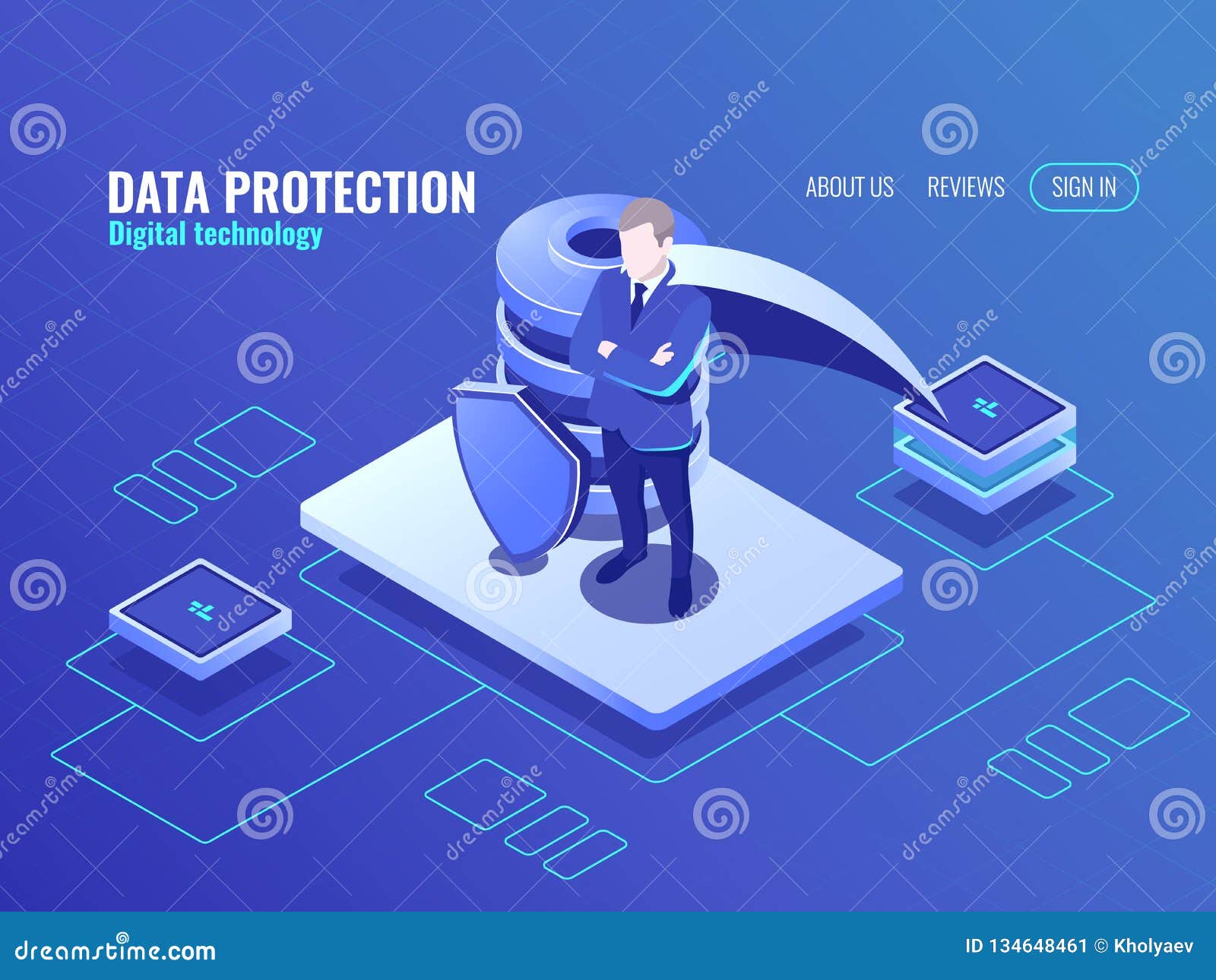 Data Protection Concept, the Man in the Cloak Superhero, Database ...