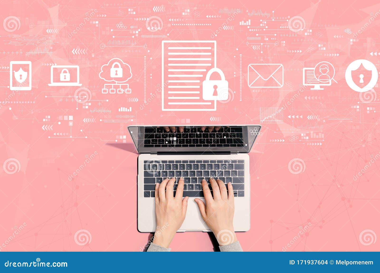 Data Protection Concept with Person Using Laptop Stock Photo - Image of ...