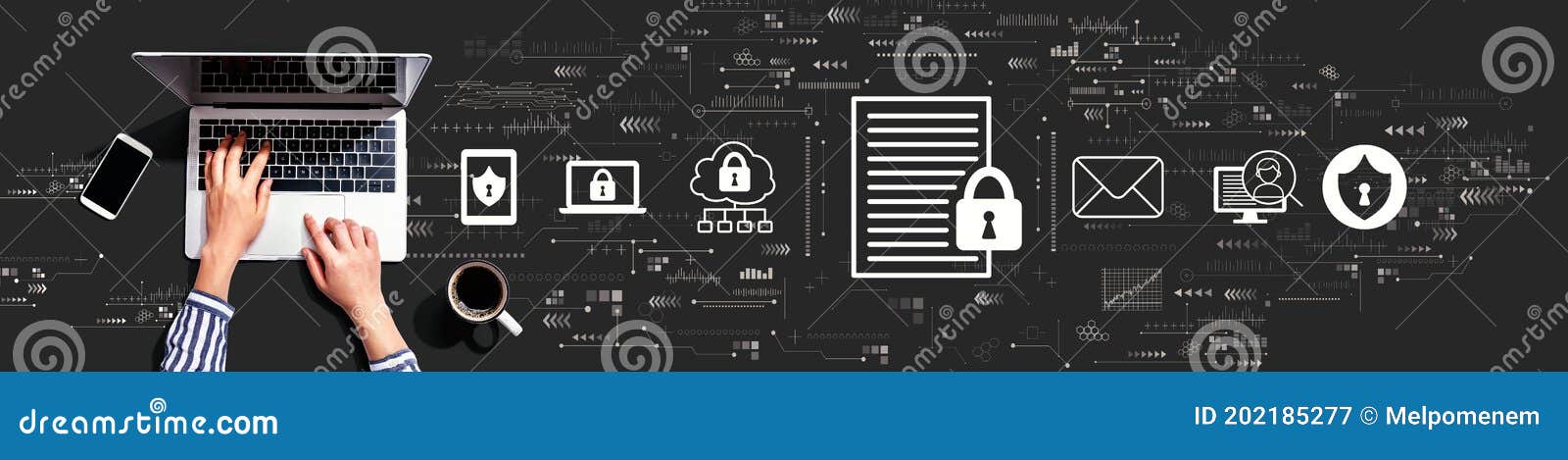 Data Protection Concept with Person Using Laptop Stock Image - Image of ...