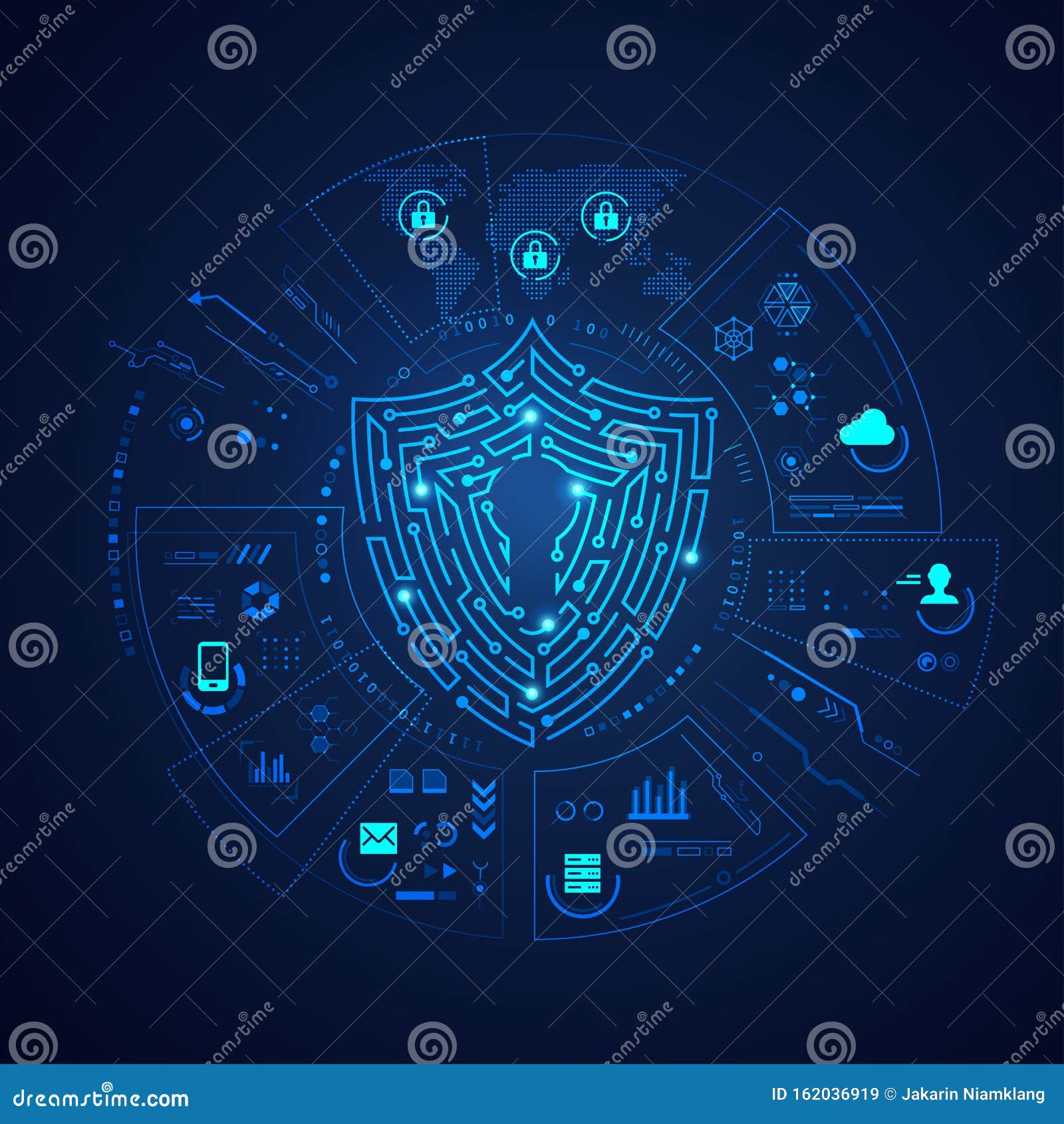 Data Protection stock vector. Illustration of lock, cyber - 162036919
