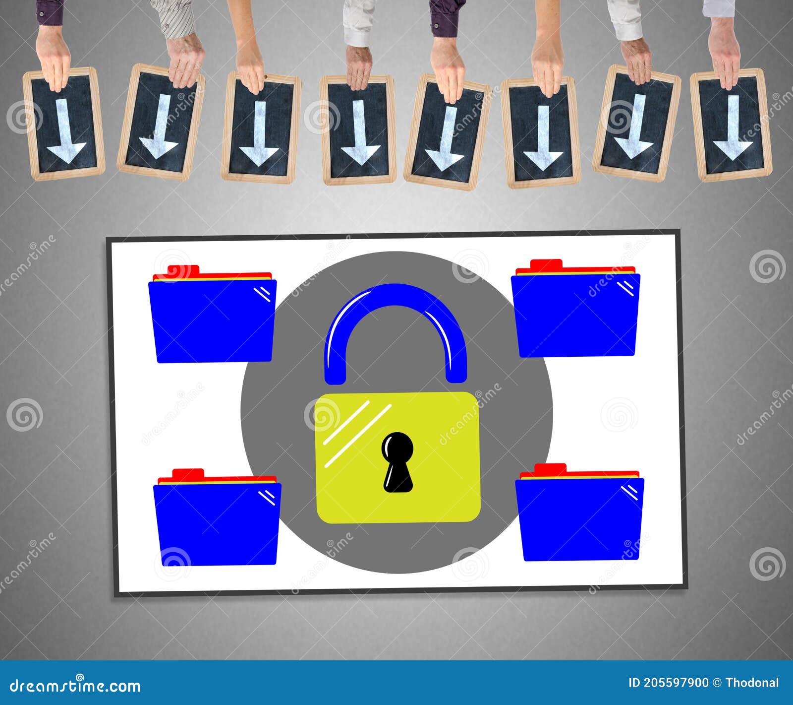 Data Protection Concept on a Whiteboard Stock Photo - Image of folder ...