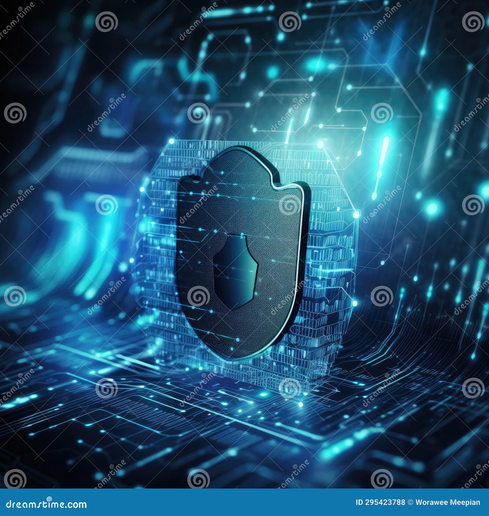 Data Protection Cyber Security Concept. Generative AI Stock Photo ...