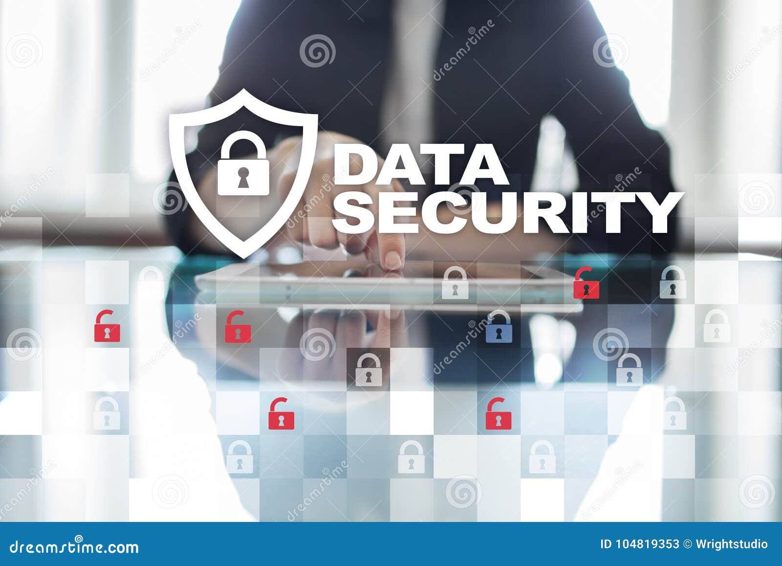 Data Protection and Cyber Security Concept on the Virtual Screen Stock ...