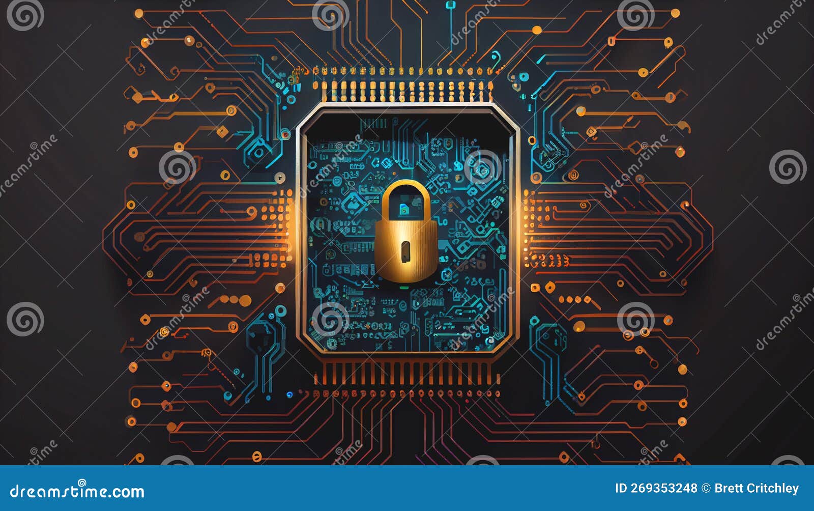 Cyber Security Protect Privacy Circuit Board Secure Shield Stock Photo ...