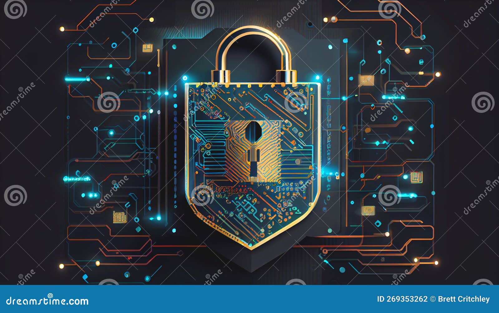 Cyber Security Protect Privacy Circuit Board Secure Shield Stock Photo ...