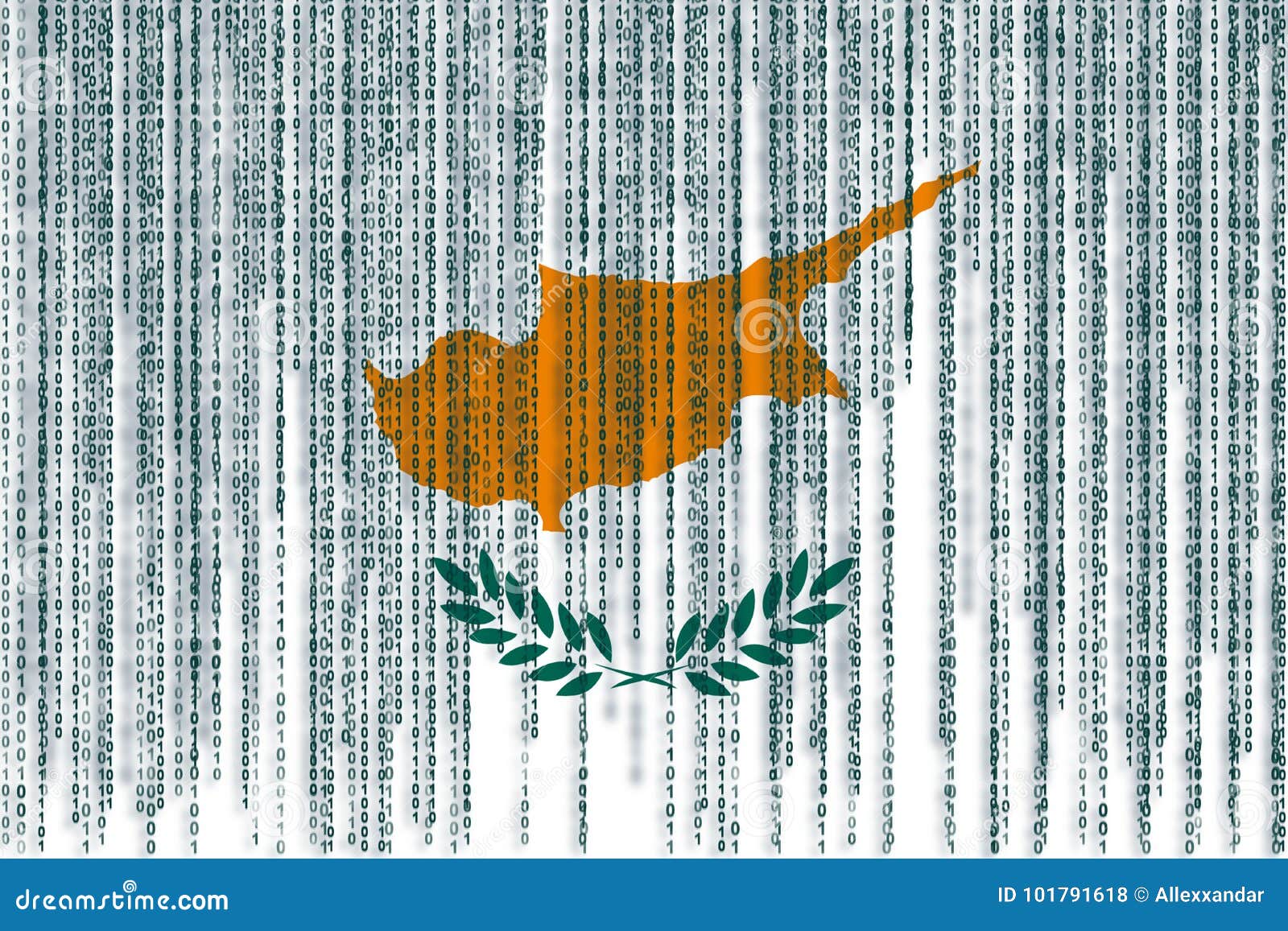 Data Protection Cyprus Flag. Cyprus Flag with Binary Code Stock Photo ...
