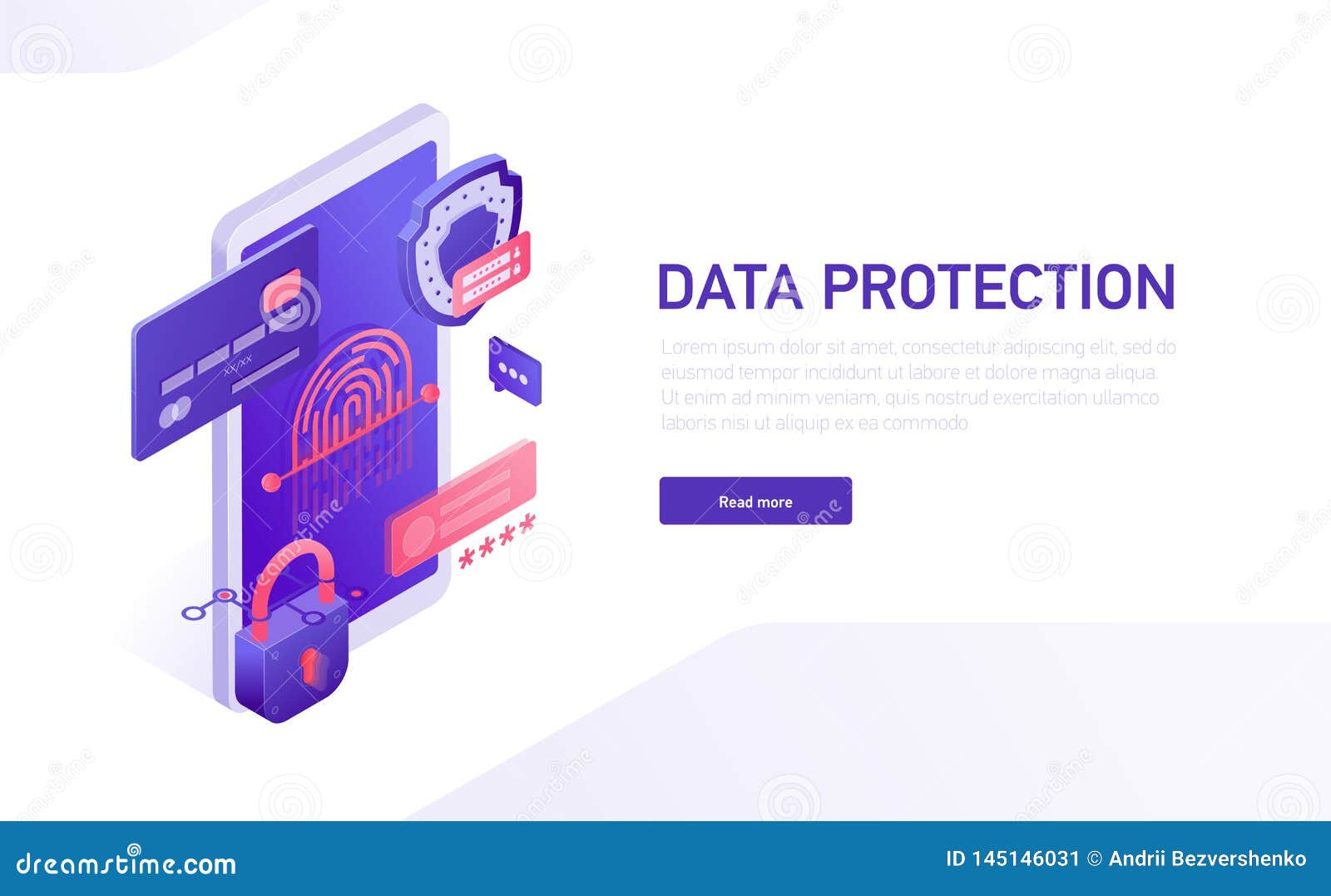 Data Protection 3d Isometric Template of E-commerce Site, Home Page ...
