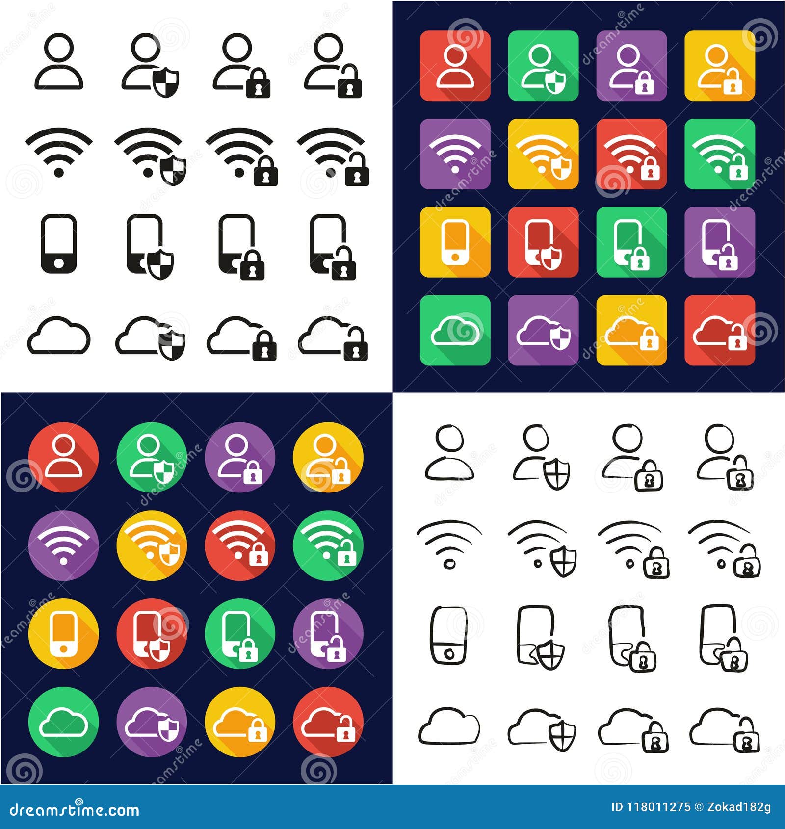 Data Protection & Data Security Icons All in One Icons Black & White ...